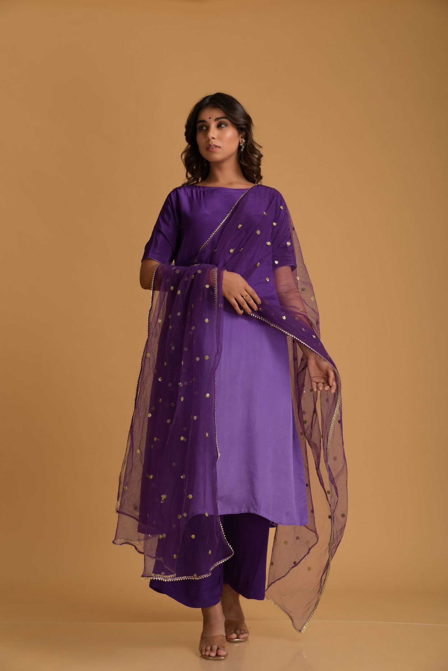 Violet Double Shaded Suit – DIMPLE DESIGN STUDIO