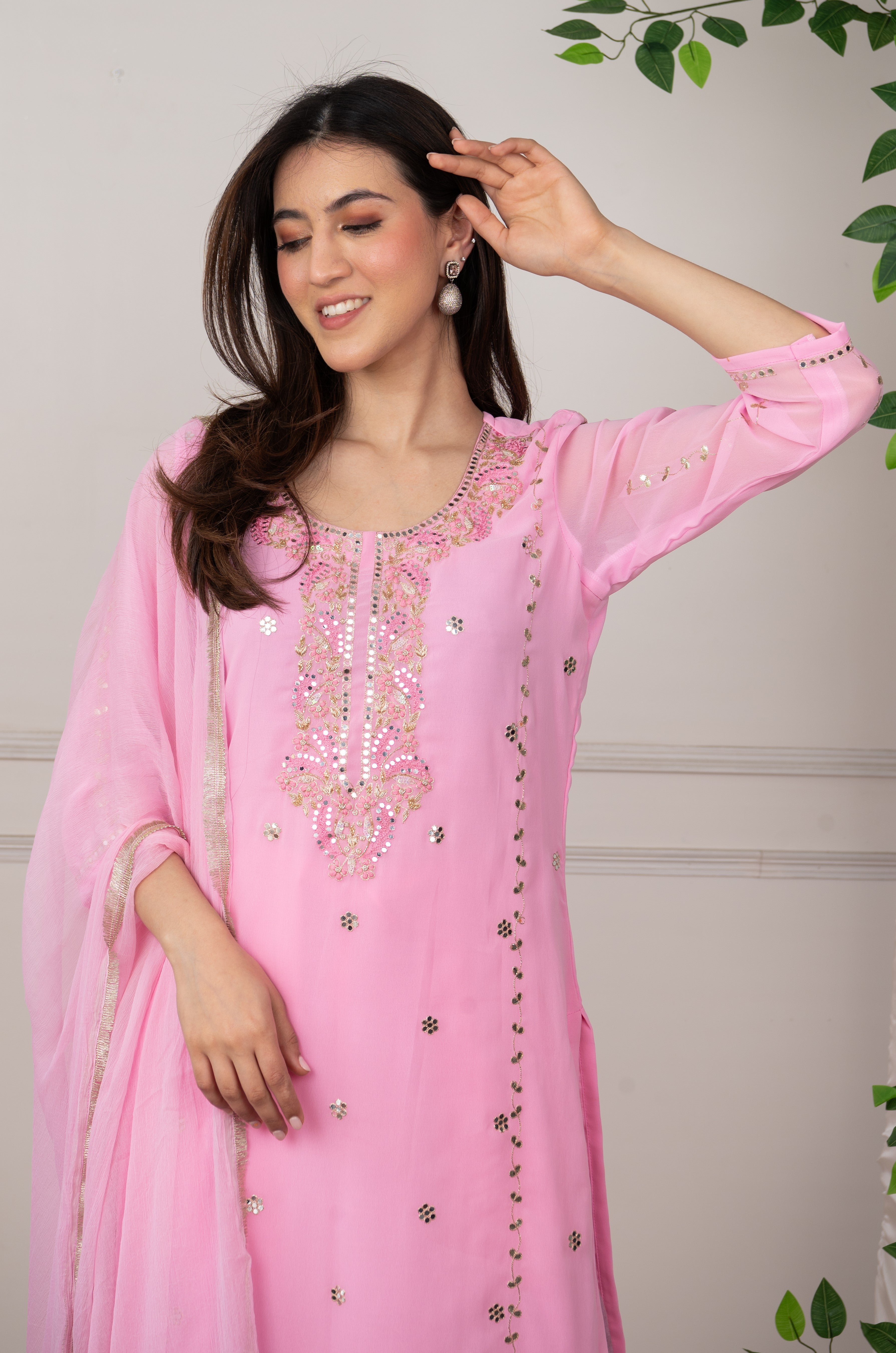 Light Pink Gota Aari Suit Set – DIMPLE DESIGN STUDIO
