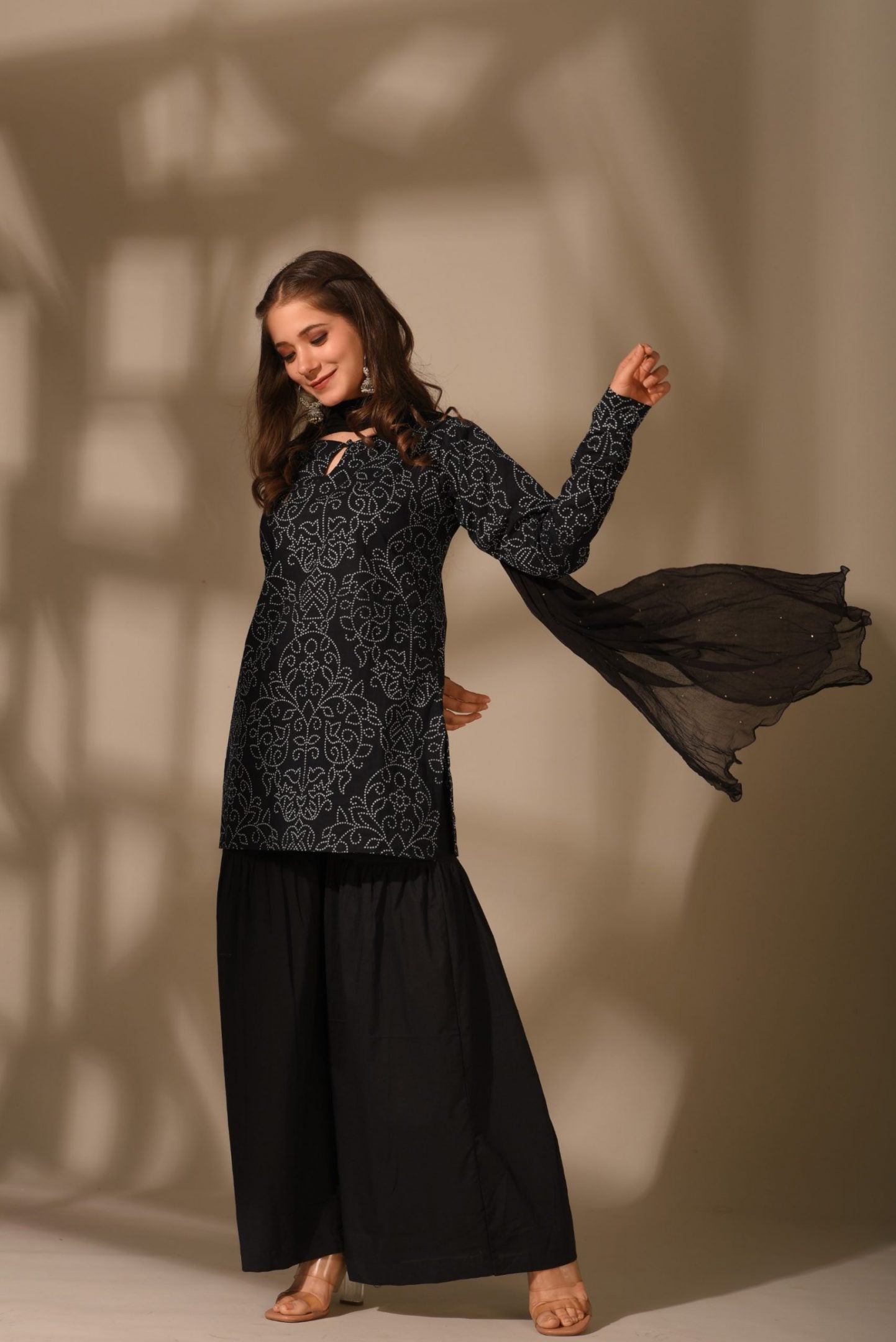 Black Bandhani Sharara Set – DIMPLE DESIGN STUDIO
