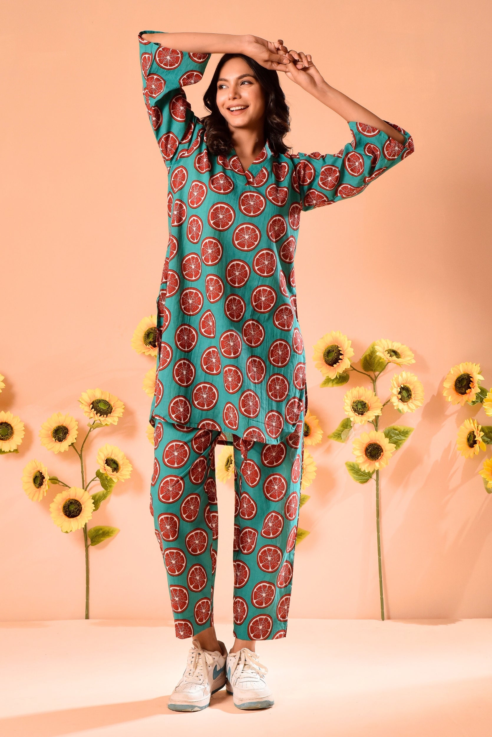 Maya Teal Co-ord Set – DIMPLE DESIGN STUDIO