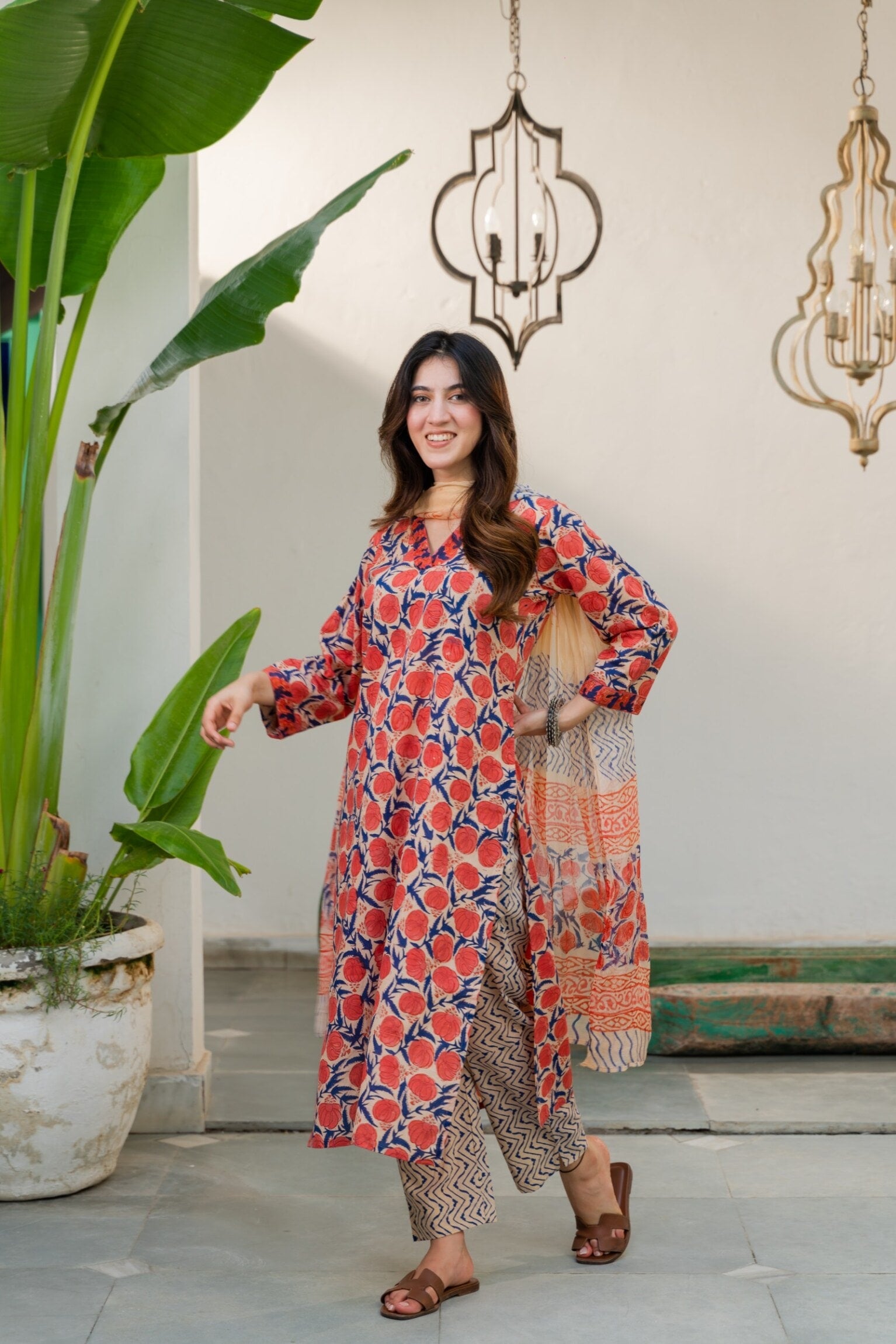 Peach Blue Suit Set – DIMPLE DESIGN STUDIO