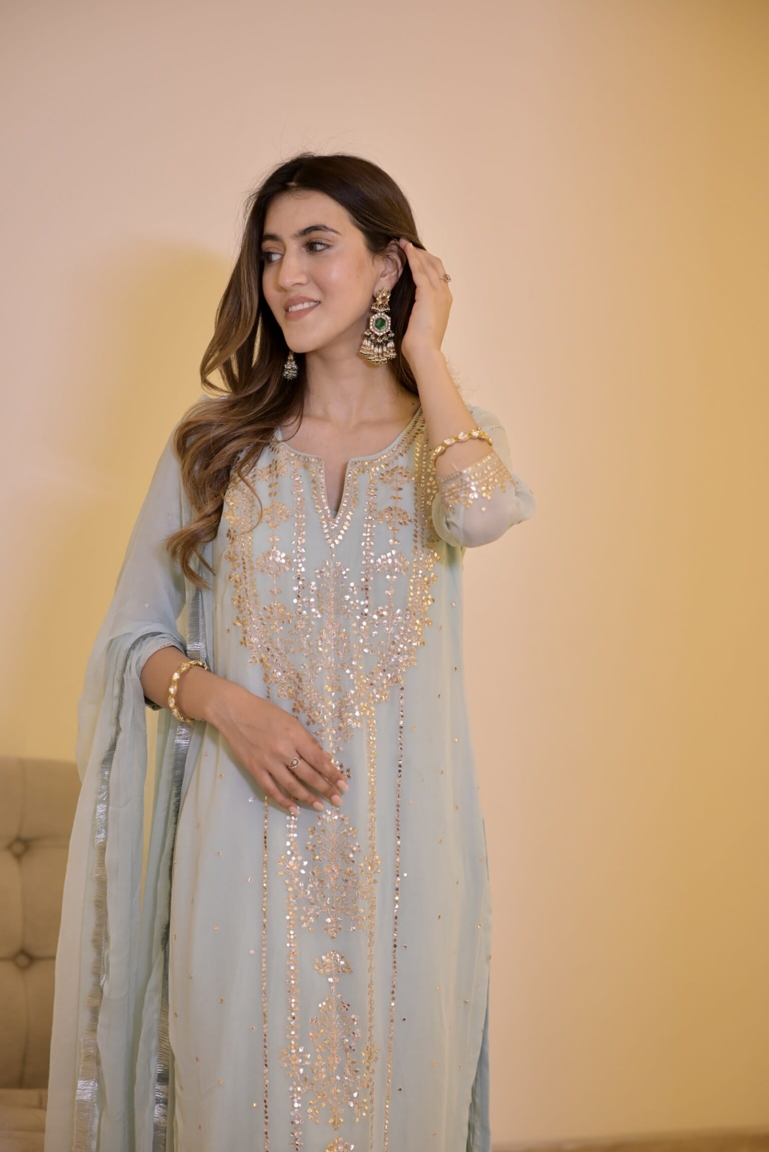 Light Blue Aari Suit Set – DIMPLE DESIGN STUDIO