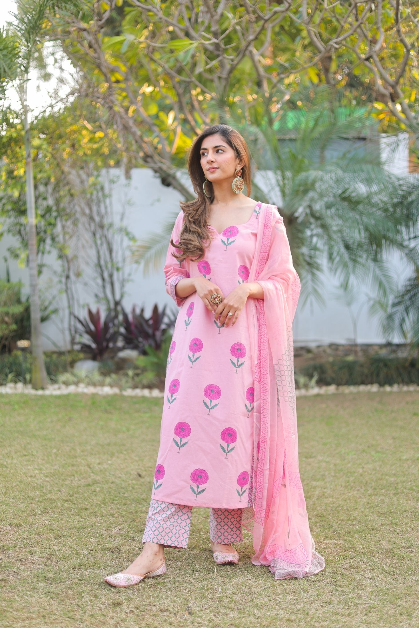 Dusty Pink Cotton Straight Suit – DIMPLE DESIGN STUDIO