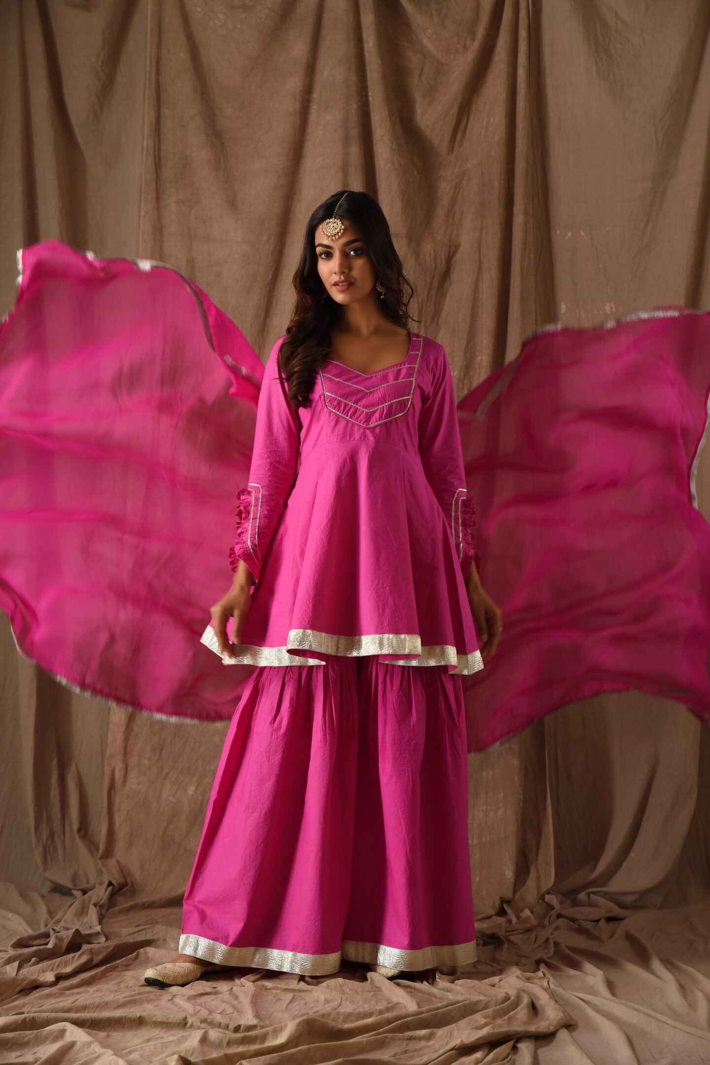 Pink Poplin Sharara Set – DIMPLE DESIGN STUDIO