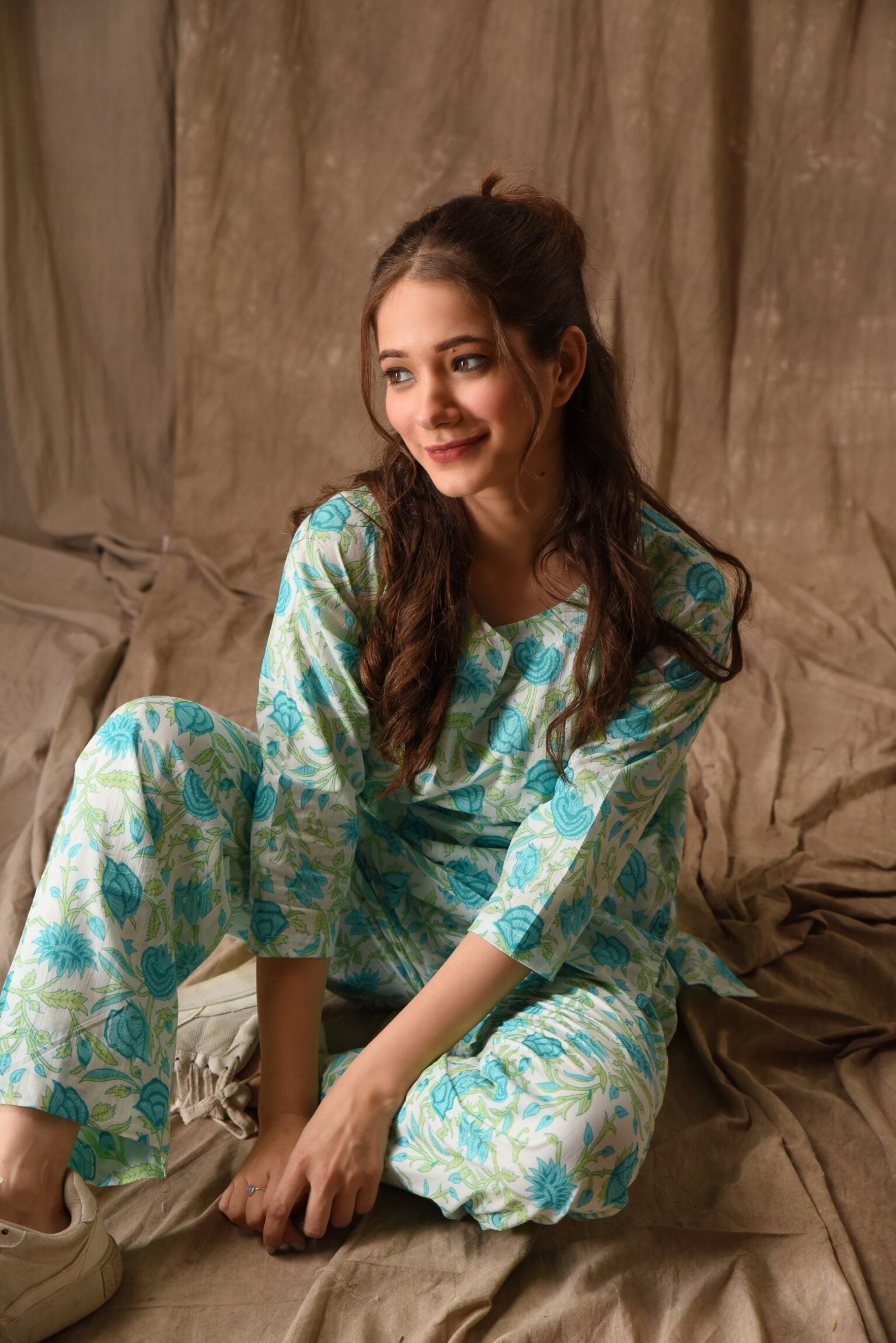 Sky Blue Floral Leisure Set – DIMPLE DESIGN STUDIO