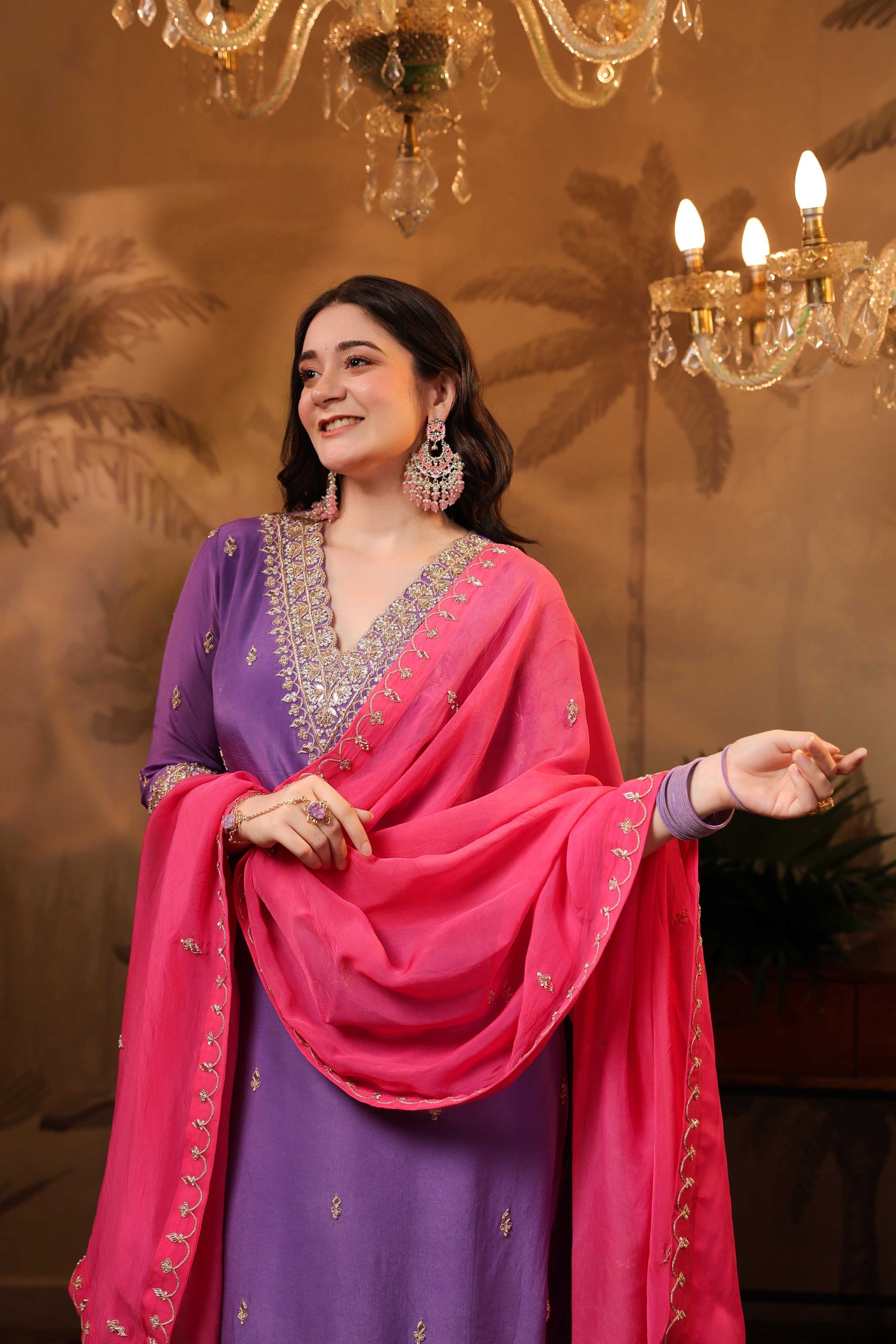 Purple Crepe Zardozi Suit Set – DIMPLE DESIGN STUDIO