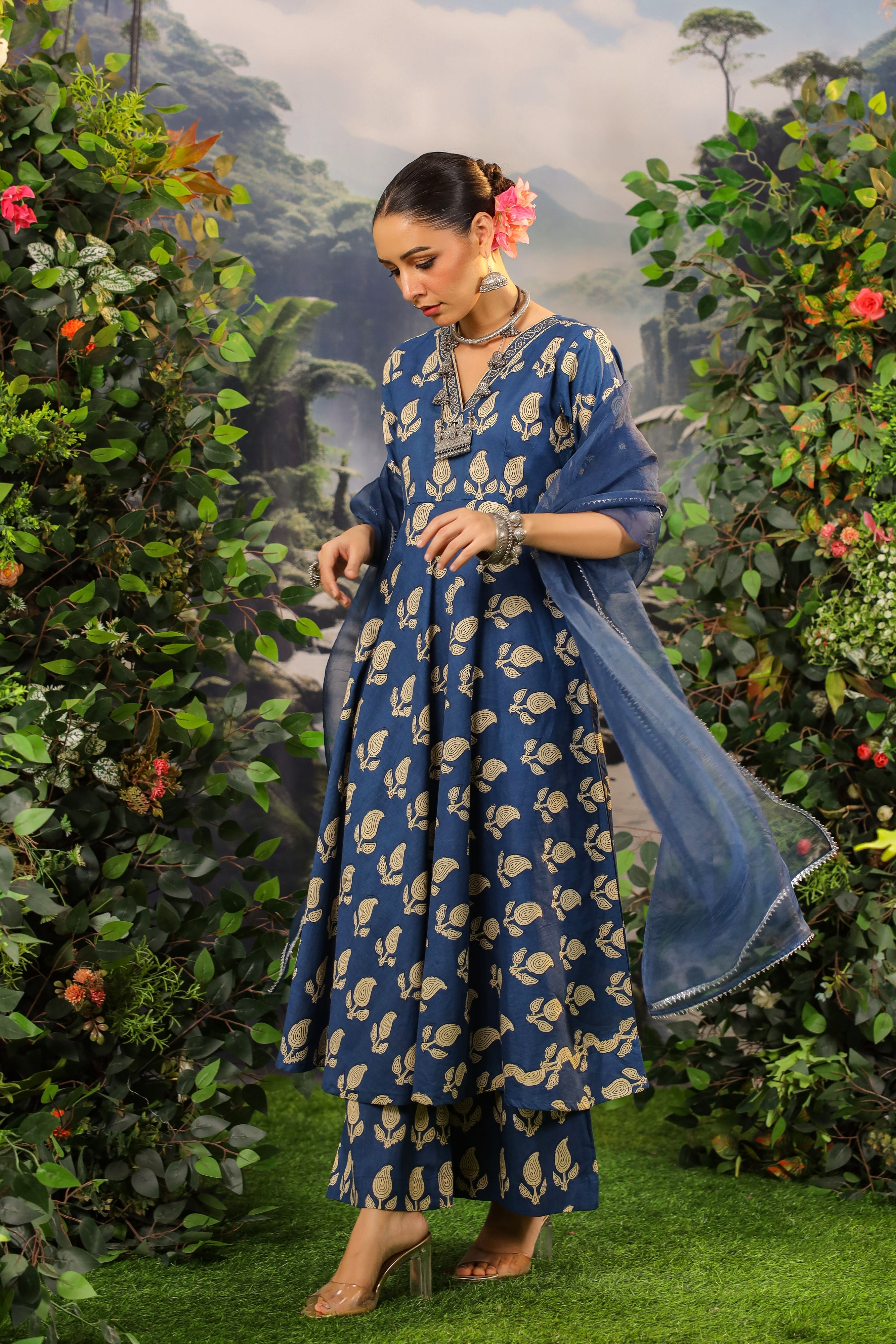 Nisha Anarkali Cotton Suit Set – DIMPLE DESIGN STUDIO